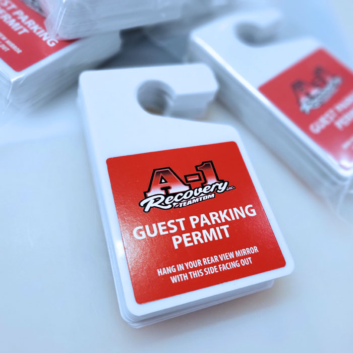 HANG TAG PARKING PERMIT with custom print logo / text one sided ...